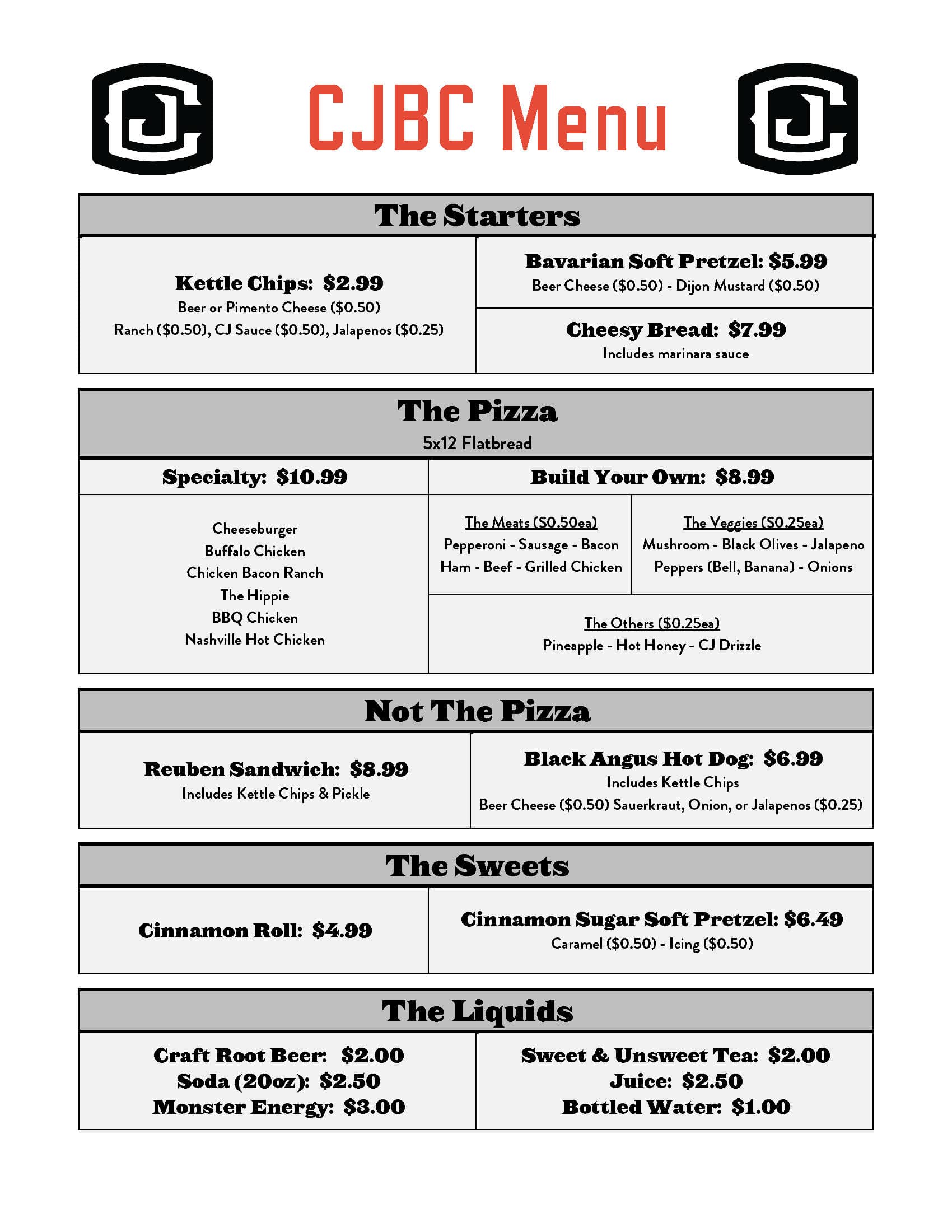 Food Menu - Common John Brewing Co.