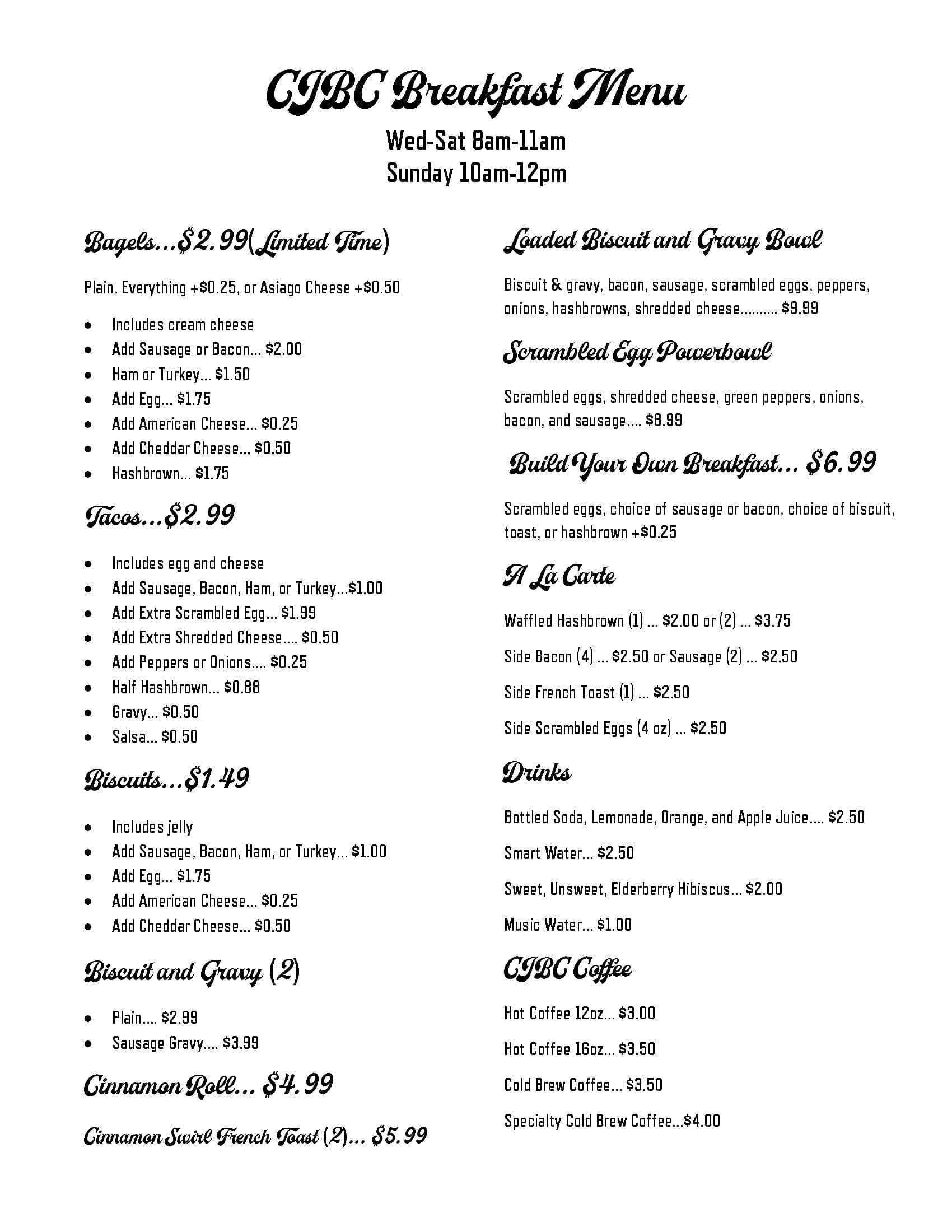 Food Menu - Common John Brewing Co.